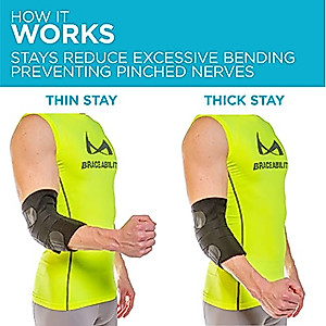 BraceAbility Cubital Tunnel Syndrome Brace - Ulnar Nerve Padded Elbow Splint for Sleeping and Daytime Support for Radial Neuropathy and Nerve Entrapment Treatment Pain-Relief and Recovery (Universal)