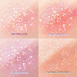 zeesea Glitter Galaxy Colored Liquid Eyeshadow, Dazzling Shimmer Eye Makeup, High Pigmented & Long Lasting (11 Fireworks)
