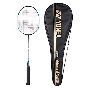 YONEX Muscle Power 22LT Carbon Graphite Strung Badminton Racket with Full Racket Cover (Black/Blue) | for Intermediate Players | 83 Grams | Maximum String Tension - 30lbs