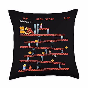 VepaDesigns Gaming Arcade Retro Video Game Console Vintage Gamer Gifts Throw Pillow, 18x18, Multicolor