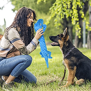 Senneny No Stuffing Dog Toys with Squeakers, Crinkle Plush Dog Toys for Large Medium Small Dogs, Durable Interactive Dog Toys for Puppies, Crocodile