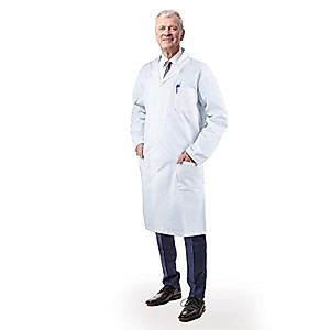 Medvat Premium Non-Iron Cotton White Lab Coat with Hidden Snaps for Adult Men & Women, Doctors & Medical Students, Size S-XL