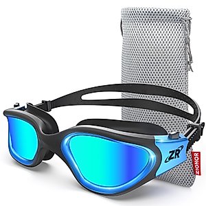 ZIONOR Swim Goggles, G1 MAX Polarized Anti-fog Swimming Goggles for Men Women Adult, UV Protection Leakproof Easy Adjustable Strap for Indoor Outdoor Swimming (Polarized + Gold)