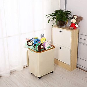 Laundry Hamper with Wheels, Collapsible Laundry Baskets with Dual Handles - Dirty Clothes Hamper for Bedroom, Dorm Laundry Basket