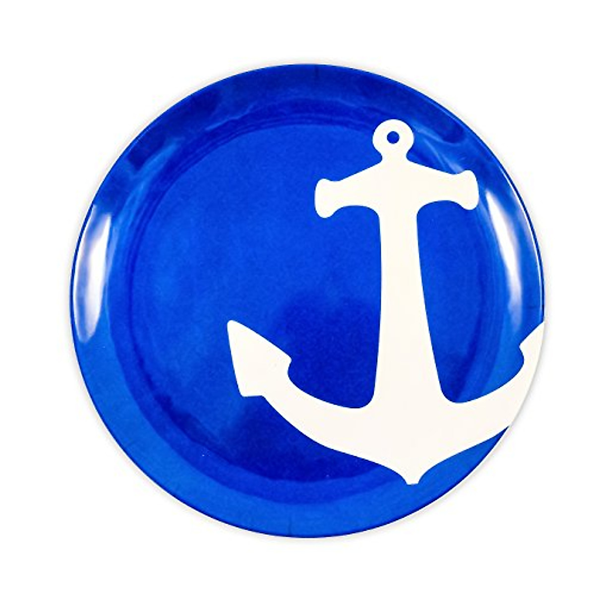 Camco Blue and White Nautical Design 12 Piece Dishware Set- Includes Marine Style Plates and Bowls | Perfect Boating, Sailing, Fishing, The Beach and More | Melamine Material -(41951)