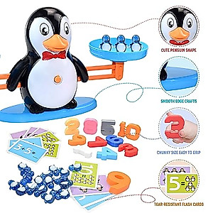 BAKAM Penguin Balance Scale & Number Counting Blocks Games for Kids Ages 3-5, Montessori Math Games for Kids 5-7, Preschool Kindergarten Learning Activities, STEM Educational Toys for 3+ Year Old