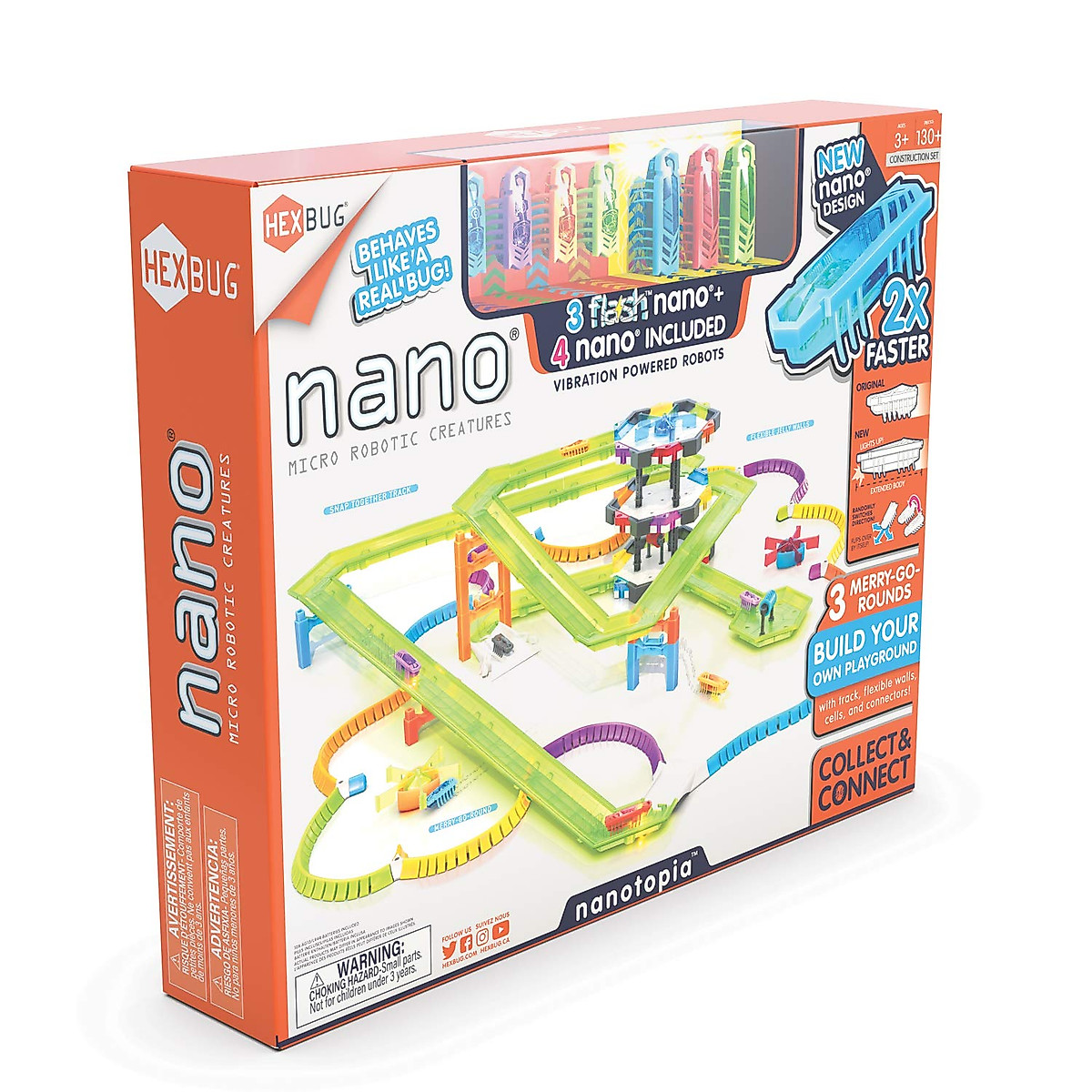 HEXBUG Flash Nano nanotopia - Colorful Sensory Playset for Kids - Build Your Own Playground - Over 130 Pieces and Batteries Included Old Version