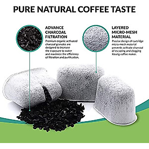 PUREHQ Ninja Water Filter for Ninja Dual Brew Coffee Maker - Compatible with DualBrew Pro CFP201 CFP301 CFP307 CFP451CO - Includes Filter Holder and 3 Pack of Charcoal Water Filters