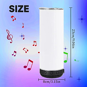 HIZEE 12pack 20oz cups Bluetooth Sublimation Tumbler with Straw and Lid, Double-Wall Stainless Steel Vacuum Insulation Sublimation Tumbler Blank, RemovableRechargeable Bluetooth Wireless Speaker Black