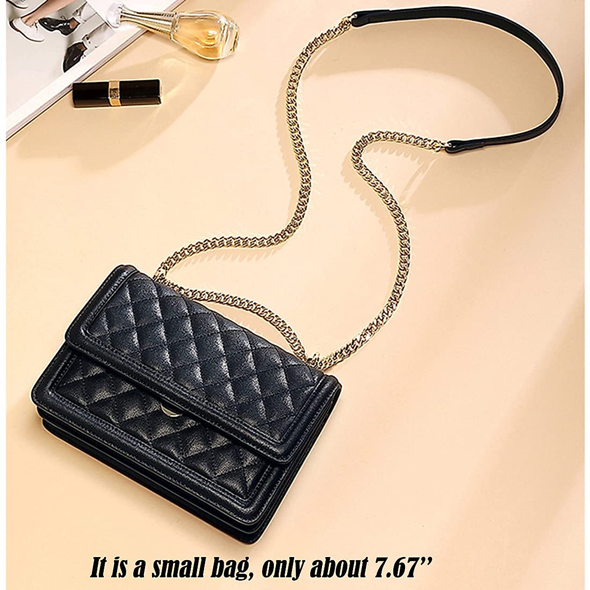 YXBQueen Handbags for Women Quilted Black Crossbody Flap Bag Small Chain Purses Black Quilted Purse
