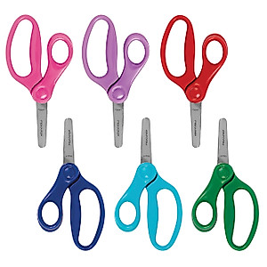 Fiskars 5" Blunt-Tip Scissors for Kids 4+ (6-Pack) - Kids Scissors for School or Crafting - Back to School Supplies - Assorted Colors