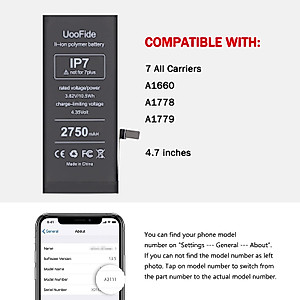 Upgraded Battery Compatible with iPhone 7 (4.7"), High Capacity Replacement Battery iPhone 7 Battery A1660 A1778 A1779 with Professional Repair Tools Kit