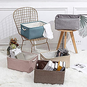 Dingtuo Storage Bins Foldable Organizer Containers with Handles Storage Basket Cube Set of 3 Gray M 14.2x10.2x6.3in