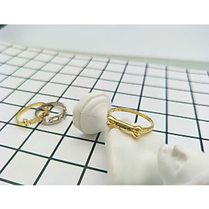 Funcok Personalized S925 Gold Plated Bone Shape Dog Paw Custom Name Ring for Women Jewelry