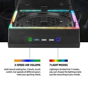 Raryars Wall Mount Cooling Fan for Xbox Series X with High Speed Low Noise Fan and 3 USB Port Xbox Series X Wall Mount Kit with Controller Holder & Headphone Hanger Touch Switch Holder Bundle