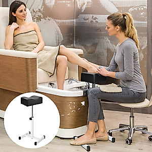 FLOLXNB Pedicure Foot Rest, Foot Massage Pedicure Stool, Tattoo Stand Adjustable Height Footstool Nail Equipment for Home Beauty Salon Spa (White)