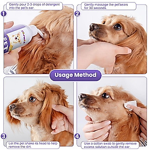 OUYOFI Ear Cleaner for Dogs & Cats, Pet Ear Cleaning Solution to Help Reduce Ear Dirt Buildup and Relieve Ear Odor,Gentle Ear Cleaning Solution,4 Fl oz