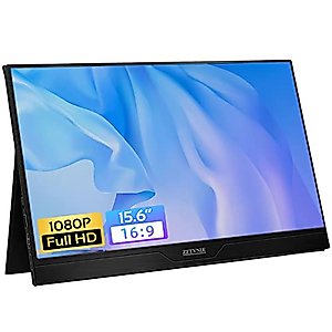 ZFTVNIE 15.6'' FHD 1920 * 1080P IPS Portable Monitor, Ultra-Slim Display with USB C, HDMI, Cover & Dual Speakers, External Monitor for Laptop PC Phone Xbox PS4
