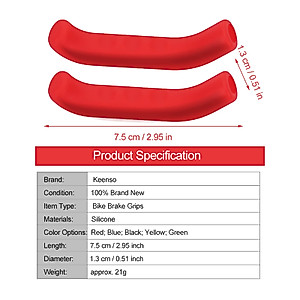 Estink Bicycle Brake Lever case, Mountain Bike Brake Handle Cover, Non Slip Silicone Handlebar Sleeve for Bicycle BMX Cycling, 1.3 x 7.5 cm(Red)