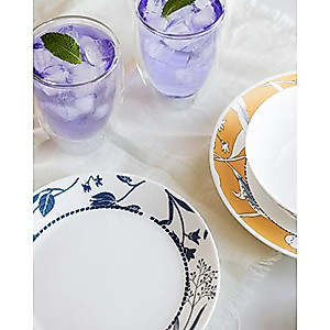 Corelle Everyday Expressions 4-Pc Salad Plates Set, Service for 4, Durable and Eco-Friendly 7-1/2-Inch Plates, Higher Rim Glass Lunch Plate Set, Microwave and Dishwasher Safe, Rutherford