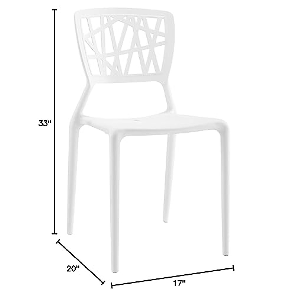 Modway Astro Stacking Accent Kitchen and Dining Room Chair in White - Fully Assembled
