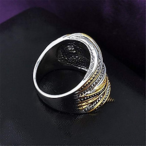 CASDAN 4Pcs Intertwined Crossover Statement Ring for Women Fashion Wrap Chunky Rings Twine Twisted Cable Wide Statement Band Ring for Men, Size 9