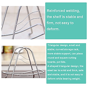 NentMent 2 Pack Cutting Board Rack Stand Pot Pan Lid Holder Cover Organizer Storage Stands Chopping Boards Drain Racks Single Slot Stainless Steel Wire Shelf Kitchen Gadgets