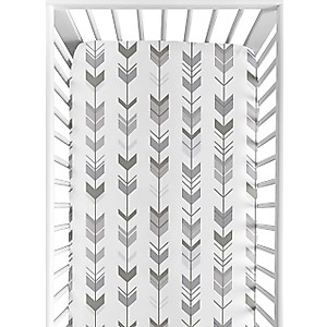 Grey and White Arrow Baby or Toddler Fitted Crib Sheet for Woodland Arrow Collection by Sweet Jojo Designs