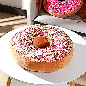 Donut Throw Pillow 3 Pcs 16 Inch Chocolate Round Pillow Plush Soft Food Pillow 3D Digital Print Stuffed Ear Piercing Pillow Decorative Light Weight Seat Pad Cushion for Chair Floor Couch Sofa