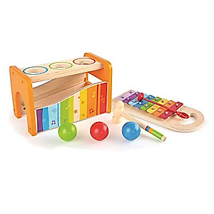 Hape Pound & Tap Bench with Slide Out Xylophone - Award Winning Durable Wooden Musical Pounding Toy for Toddlers