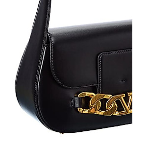 Valentino Vlogo Chain Leather Shoulder Bag, Black