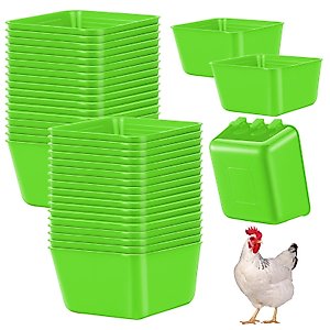 Maxdot 20 Pcs Cage Cups Chicken Feeder Waterer 16 oz Birds Feeders Hanging Bunny Cage Feeder Chicken Water Bowl for Pet Parrot Rooster Parakeet Gamefowl Poultry Pigeon Wire Cage (Green)