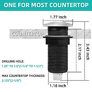 Garbage Disposal Button Air Switch: Sink Top One-Push Button for Disposer with Aluminum Alloy Power Module Brushed Nickel Stainless Steel Switch Kit Long 2.5" Fit with Food Waste Disposals up to 2.5HP