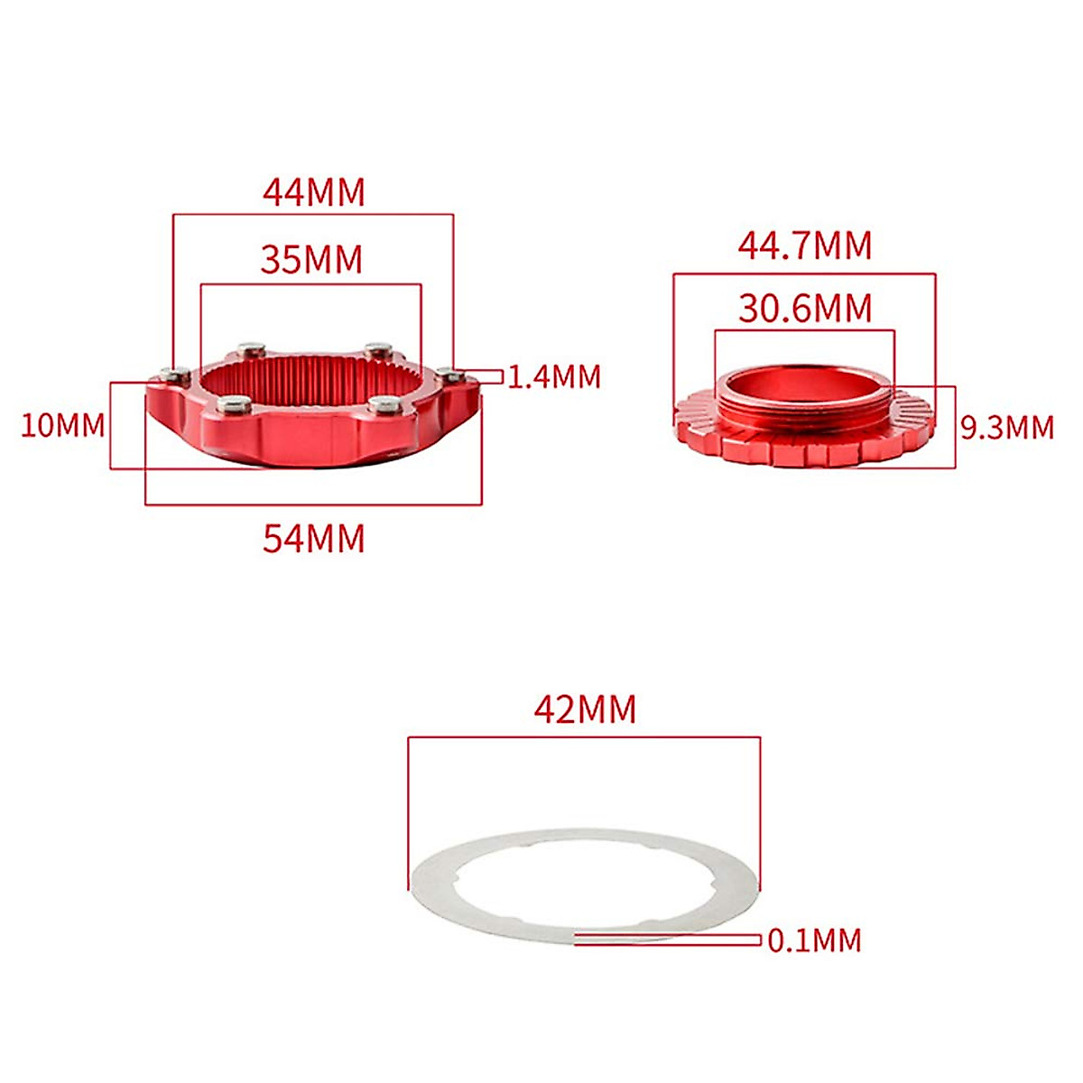 UXELY Bicycle Center Lock 6-Bolt Disc Brake Rotor Adapter, Middle Lock Disc Brake Conversion Seat for Mountain Bikes, Bike Hub Adapter, Centerlock Adaptor 6-Hole Including Lock Ring