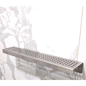 SereneDrains Stainless Steel Brushed Nickel Shower Shelf for Inside Shower Drill in Wall Mount Small Bathroom Shelf Decor Organizer Rack Caddy Floating (Brushed Stainless Steel, 24 Inch)