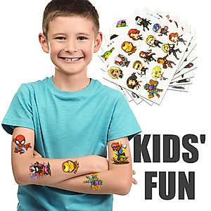 119 Pcs Superhero Party Favors Tattoos Sticker, Teen Hero Tattoos Sticker Waterproof Tattoos For Kids Temporary Tattoos Sticker For Kids Boys Girls Decorate Themed Party Supplies