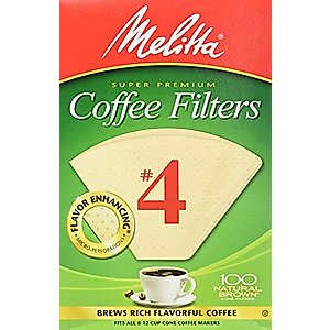Melitta Cone Coffee Filters, Natural Brown #4, 300 Count (Pack Of 3)