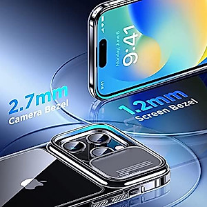 Simtect Designed for iPhone 14 Pro Max Case with Sliding Camera Cover, Shockproof & Military-Grade Protective Transparent Phone Case for iPhone 14 Pro Max 6.7 inch - Clear
