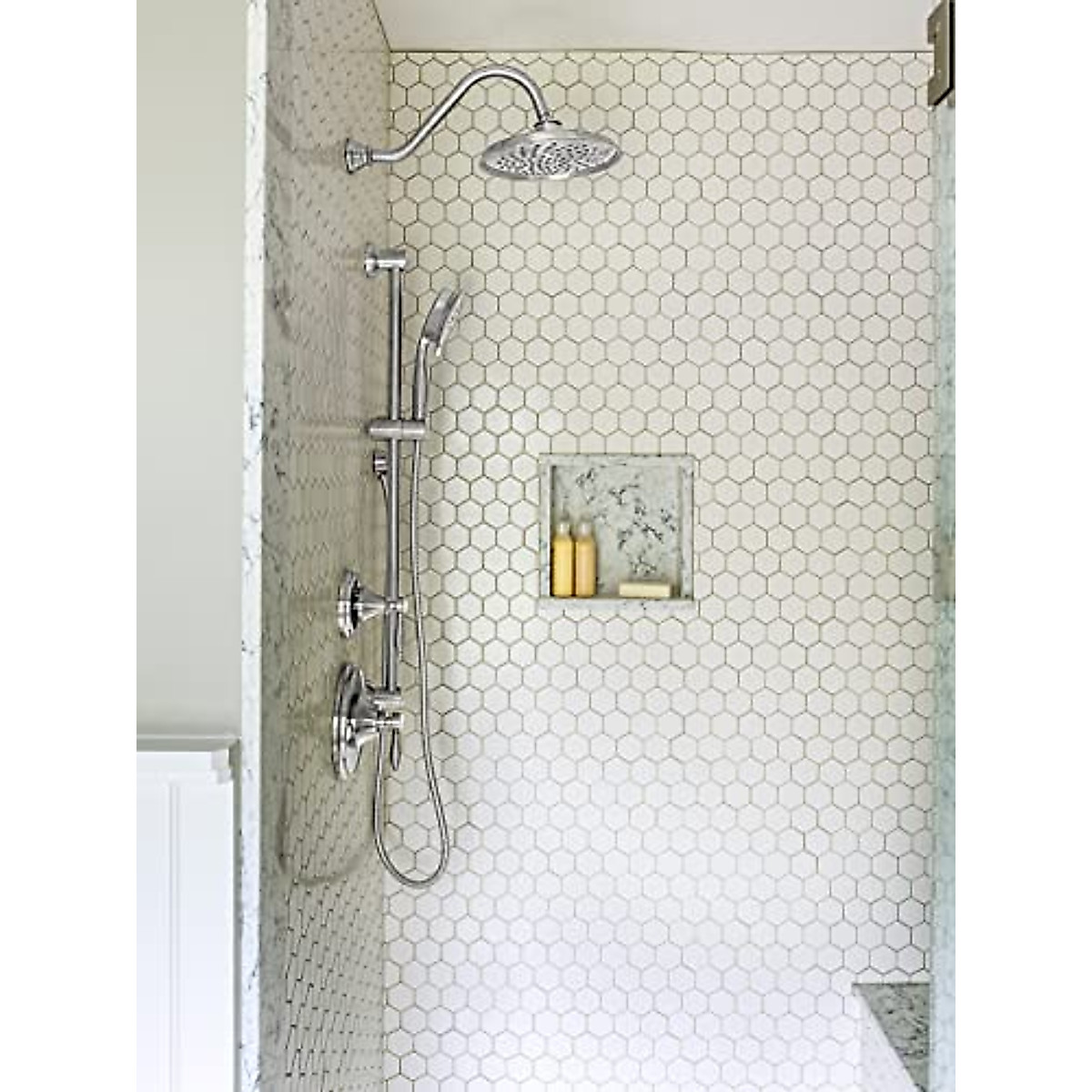 Moen Eco-Performance Chrome Handheld Showerhead with 69-Inch-Long Hose Featuring 30-Inch Wall-Mounted Slide Bar, Four-Function Hand Shower offers Personalized Spray, 3667EP