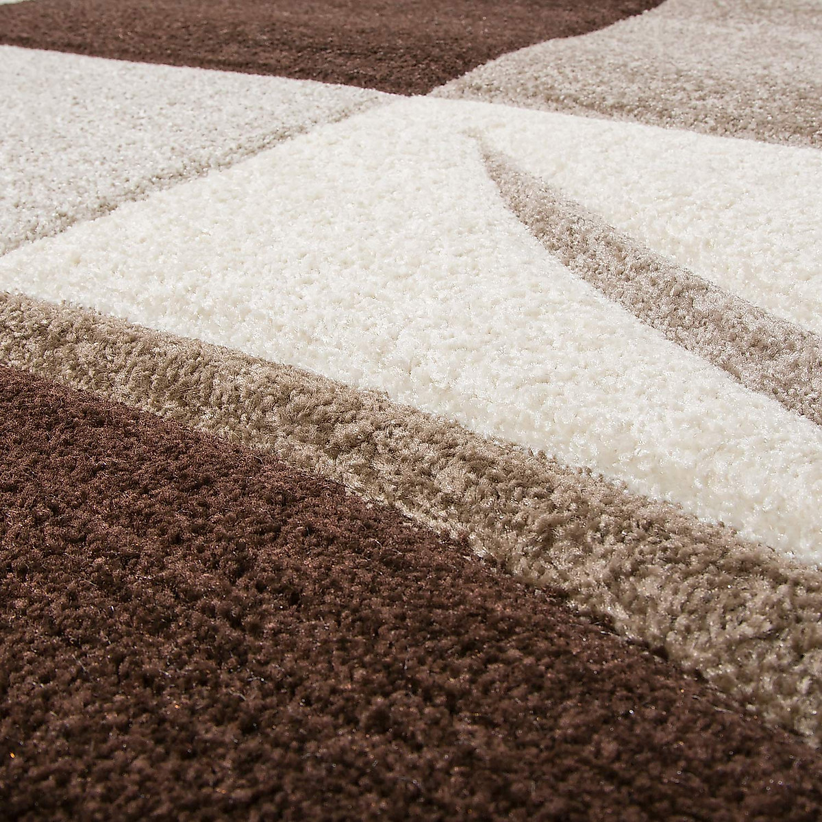 Paco Home Area Rug Checkered with Modern Carved Shades in Beige Brown, Size: 5'3" x 7'7"