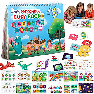 Busy Book for Toddlers 3-5, Preschool Learning Activities, Dinosaur Themes Quiet Book,Montessori Toys for Kids, Autism Sensory Toys,Gifts for Boys Girls,Airplane Tracing Book