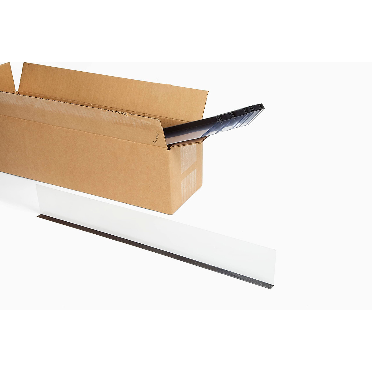 Sightline Display Magnetic Shelf Dividers - 25 Pack - Shelf Retainer with Magnetic Base - Clear, Thin, Flexible Plastic 18"L x 3"H x 0.5"W x 0.020” Shelf Dividers for Stores, Cabinet Gondola Dividers