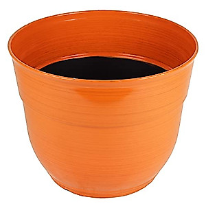 Garden Elements Glazed Brushed Happy Large Plastic Planter, 15" (2, Bright Orange)