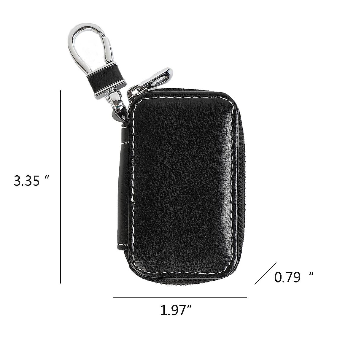 KUPAO Universal Car Key Fob Case,Genuine Leather Key Fob Cover Holder,Remote control smart key Car KeyChain Case Holder (Black)