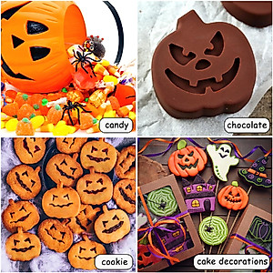 Halloween Pumpkin Candy Gummy Molds Silicone, 60 Cavity Non-Stick Pumpkin Silicone Molds for DIY Gummies, Candy, Chocolate, Jelly, Ice Cube, Dog Treats, Halloween Decor