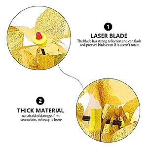 Happyyami 3Pcs Octagonal Bird Windmill Golden Windmill Creative Spinner Bird- Proof Windmill Orchard Balcony Garden Decoration