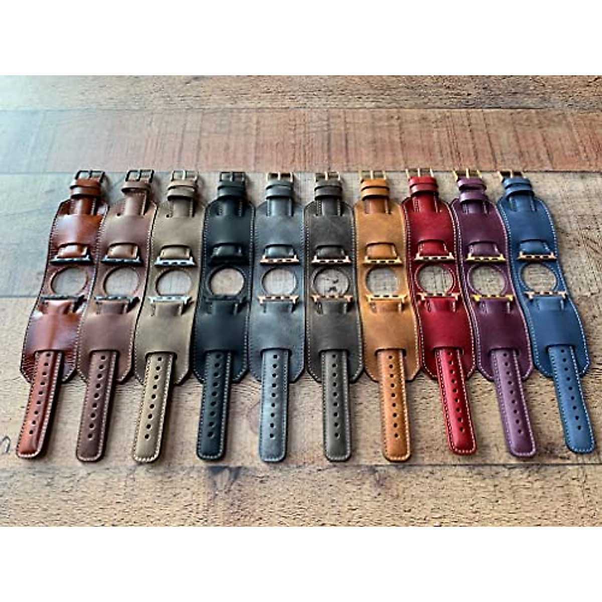 HARDISTON Cuff Watch Band Compatible with Apple 40mm for men & women, Handmade Genuine Leather, Compatible with iWatch Series 7 6 5 4 3 2 1 SE, Wrist Bracelet Arm Band, Medium/Band-Black