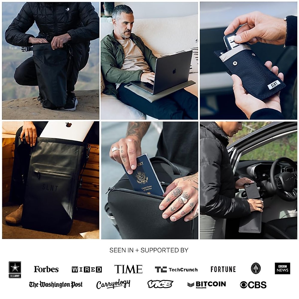 SLNT Flexible Key Fob Guard with Silent Pocket - Car Anti Theft Device Shields Against All Signal Types, Includes RFID, NFC Blocking & Faraday Bag - Fits Most Keyfobs, Portable & Attaches to Keychain
