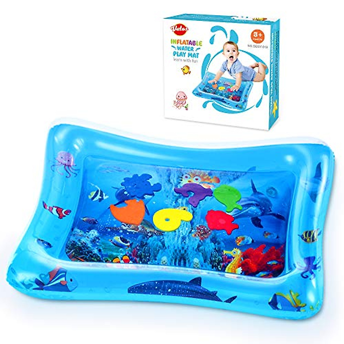 VATOS Tummy Time Baby Water Play Mat Toys for 3 6 9 Months Newborn Infant&Toddlers, Inflatable Sensory Toys Gifts for Boy Girl| BPA Free Infant Early Development Activity Centers