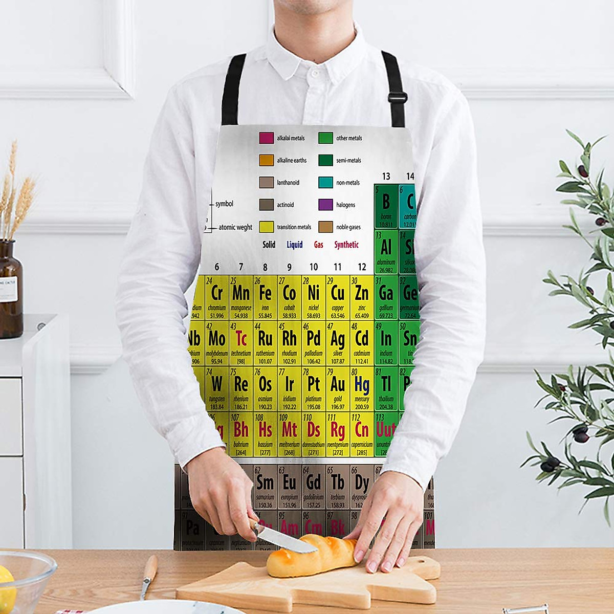 SSOIU Chemistry Cooking Apron, Periodic Table Of Elements Chemistry Student Educational Science Kitchen Apron For Baking/BBQ Men Women Unisex Waterproof 31X27 Inches
